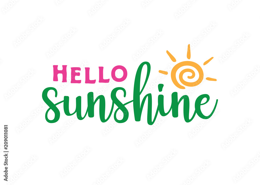 hello sunshine summer theme quote vector logo design template Stock ...