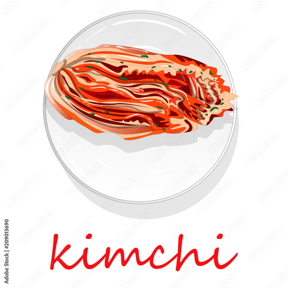 Kimchi, traditional korean food. Illustration on white isolated. Stock ...