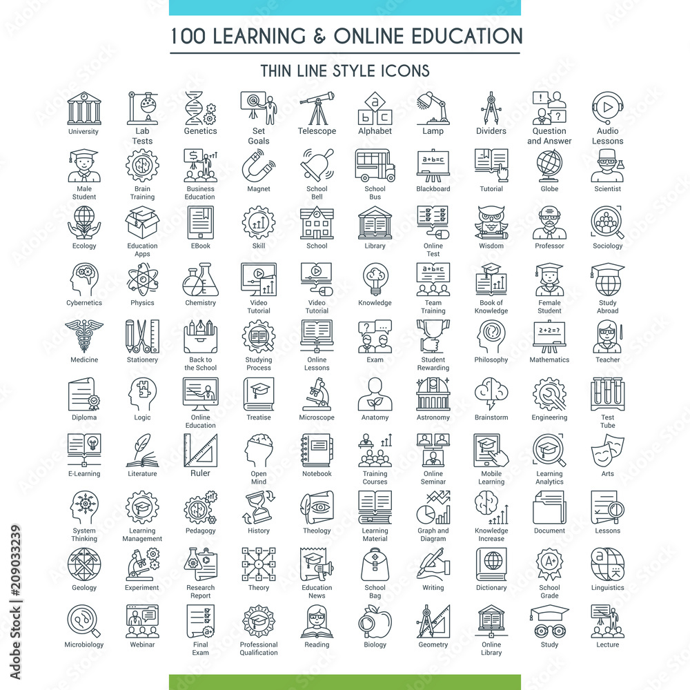 Learning and online education icons set. Modern icons on theme ...