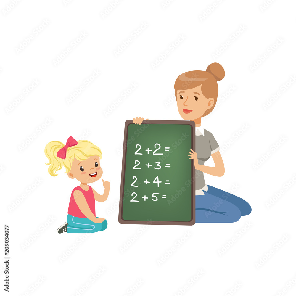 Cartoon Girl Math Teacher