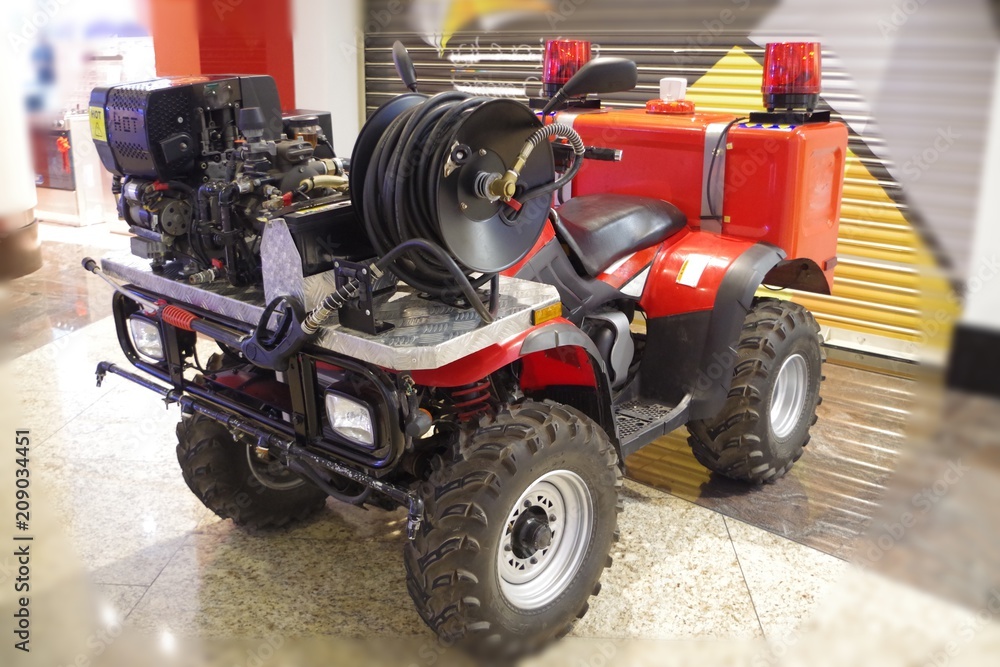 Emergency car used indoors in large sport installations or commercial ...