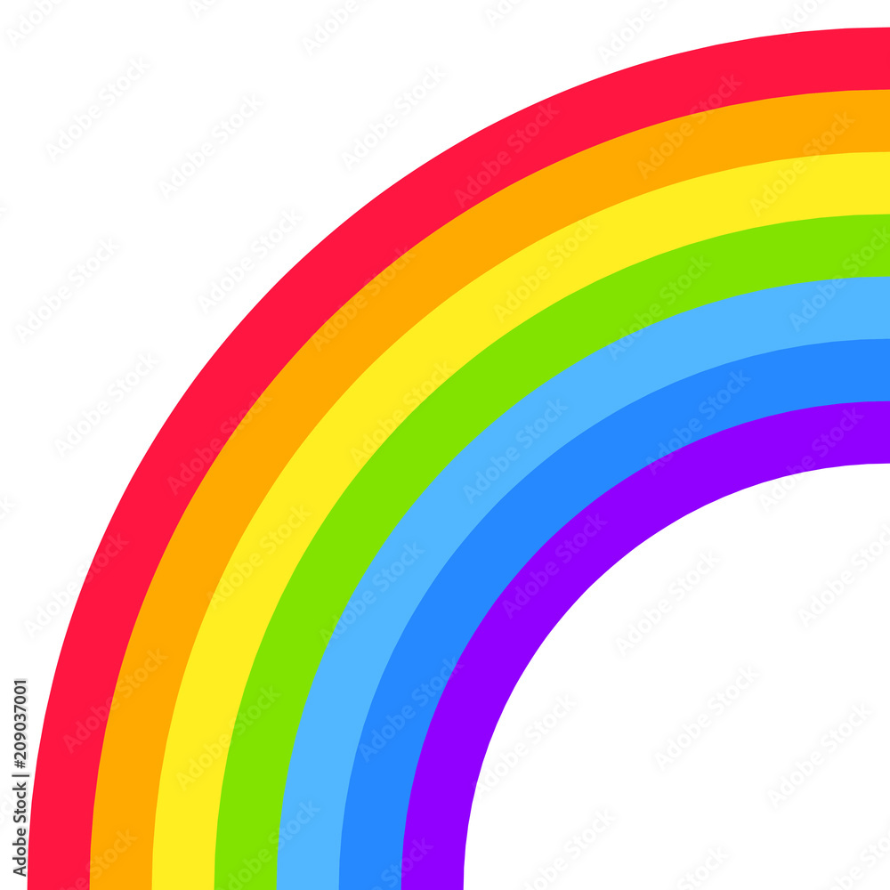 Rainbow half arc shape, quarter circle, bright spectrum colors ...