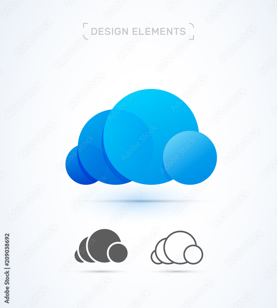 Cloud illustration. Material design, origami paper, flat and line art ...