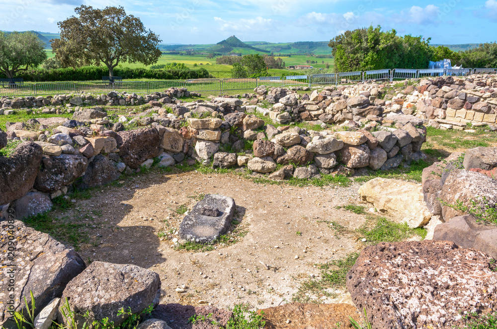 Nuraghe 'Su Nuraxi' in Barumini, Sardinia, Italy. View of archeological ...