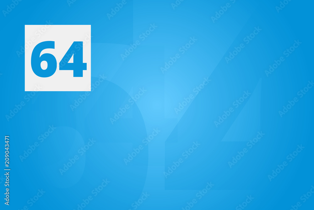 64 - Number sixty-four on blue technology background for example as ...