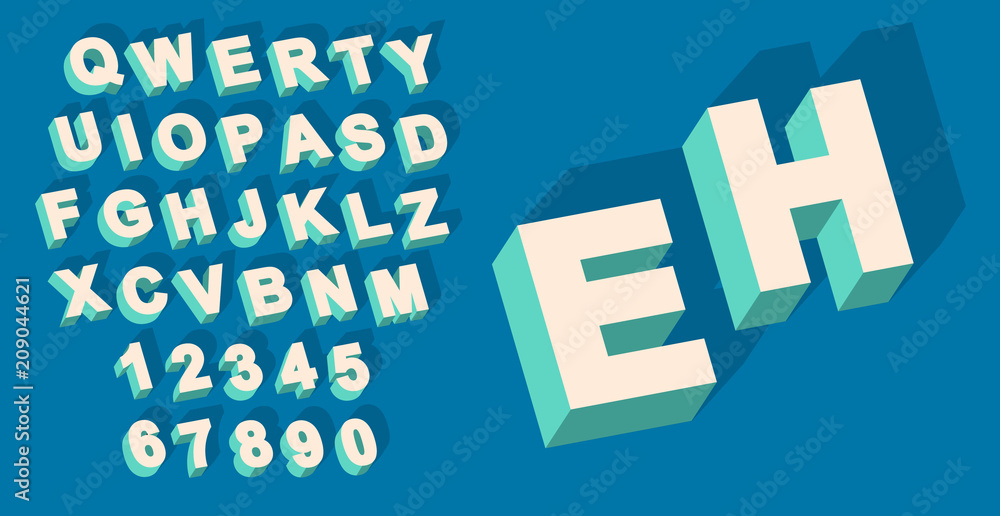 Vector of Vintage type alphabet with 3d threedimentional effect and ...