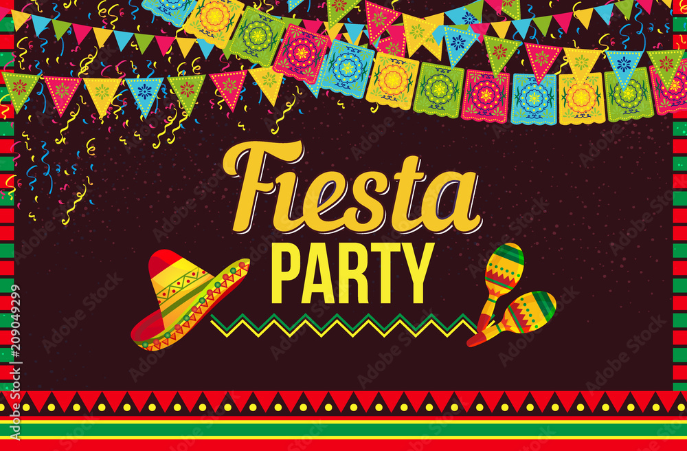 Stylish vector design of poster with Fiesta party invitation in layout ...
