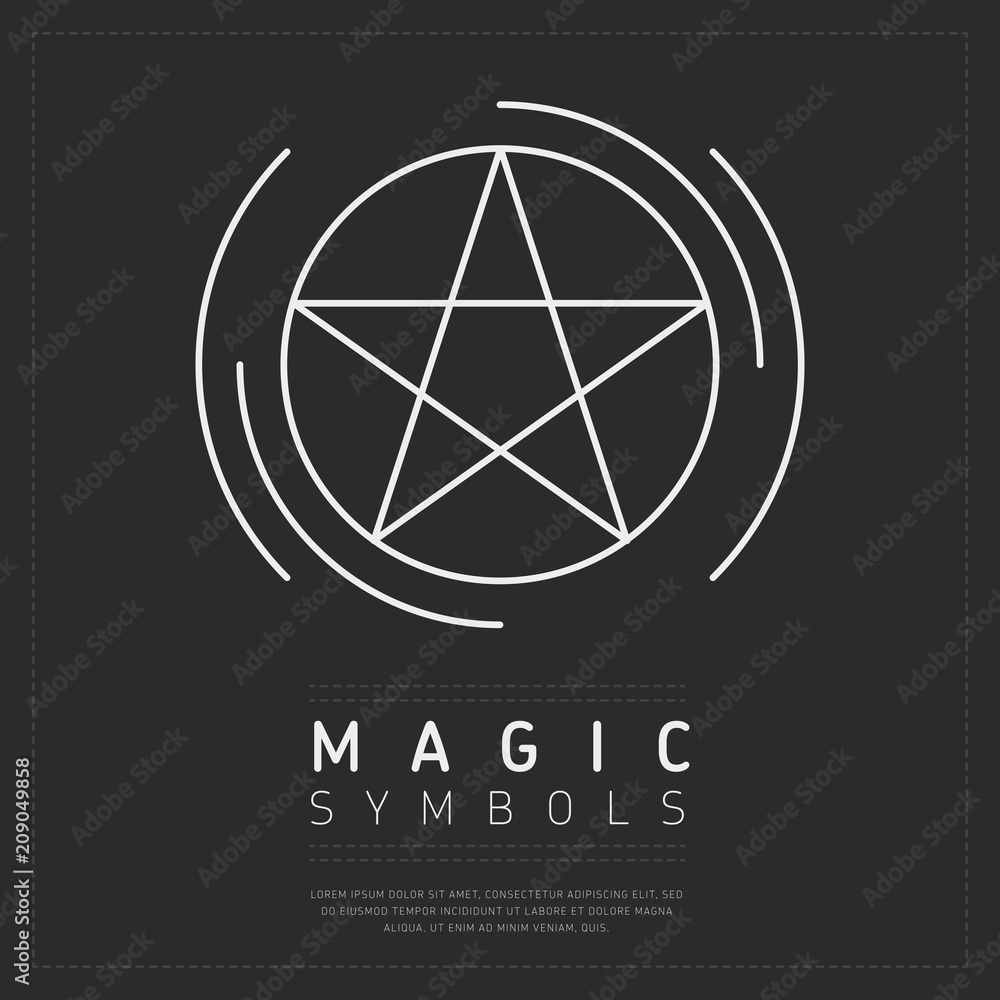 Simple design of magic symbol showing white linear pictogram in circle ...