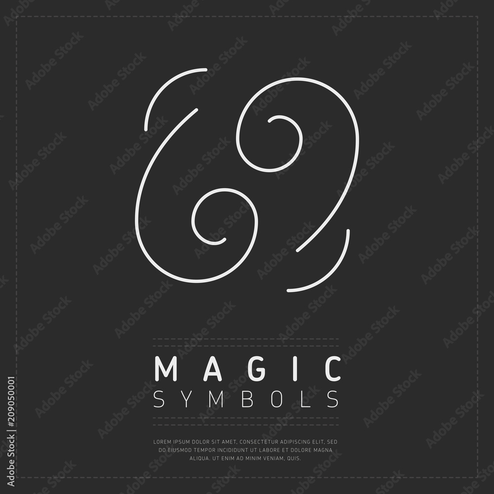 Simple design of esoteric white sign on gray poster with logo Magic ...