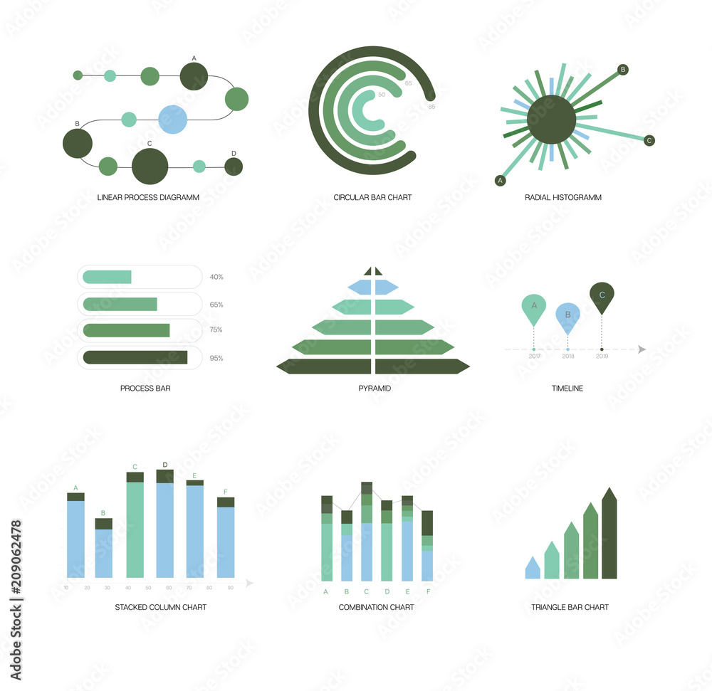Eco Nature Green Infographic Vector Flowchart, Rate Elements Set ...