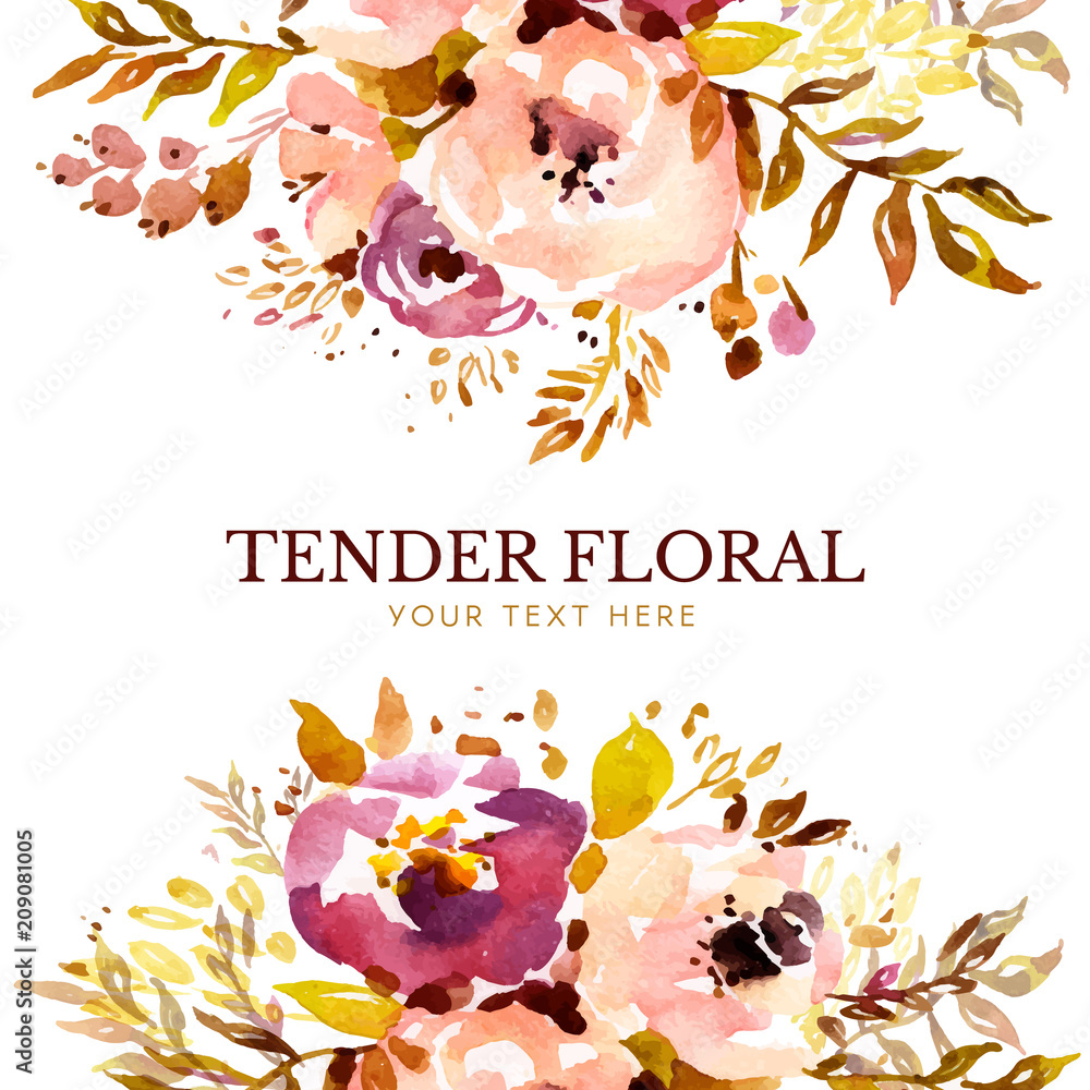 Soft rustic floral background template Stock-Vektorgrafik | Adobe Stock