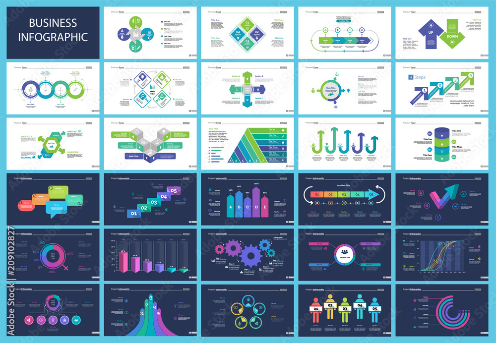 Business infographic creative design set can be used for annual report ...