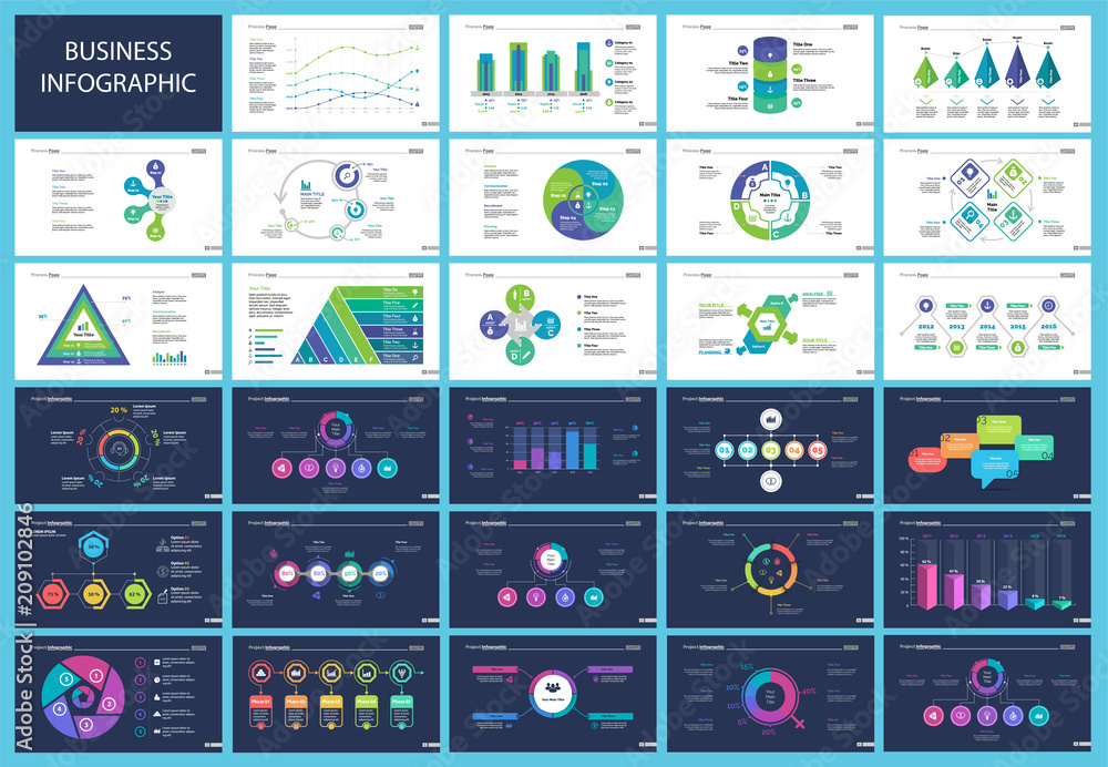 Business infographic design set can be used for workflow layout ...