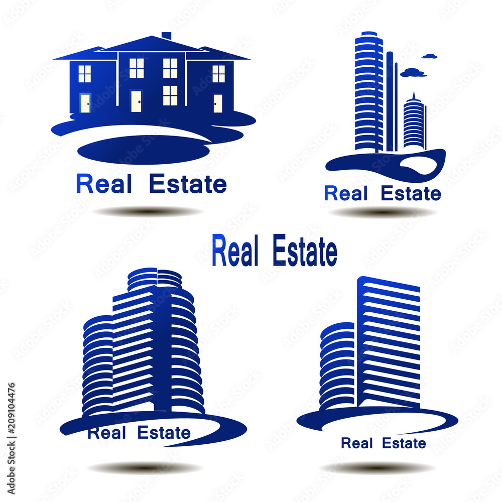 Vector icons for real estate construction.Vector icons of architecture ...