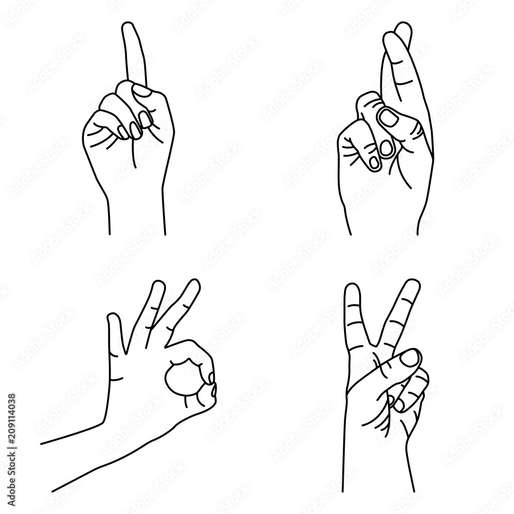 Hand signs set. Vector illustration. Stock Vector | Adobe Stock