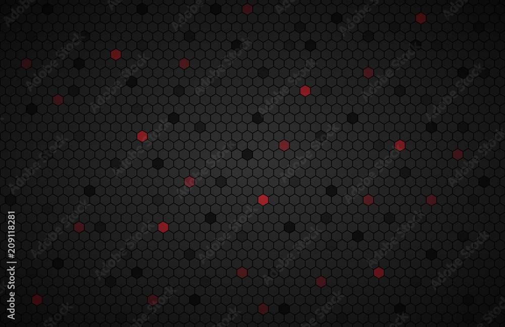 Geometric polygons background with red polygons, abstract black ...