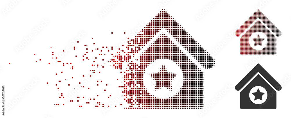 Vetor de Vector military building icon in sparkle, dotted halftone and ...