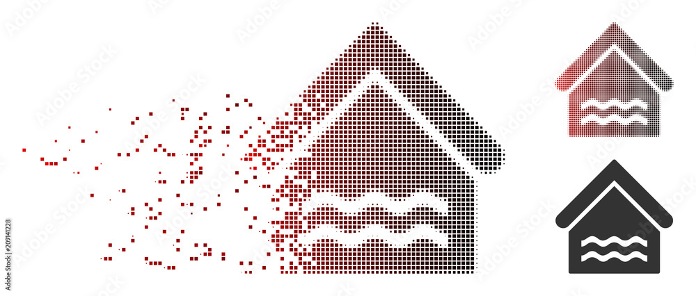 Vector water pool icon in dissolved, pixelated halftone and undamaged ...