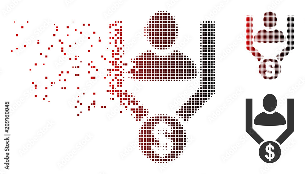 Vecteur Stock Vector sales funnel icon in dissolved, pixelated halftone ...