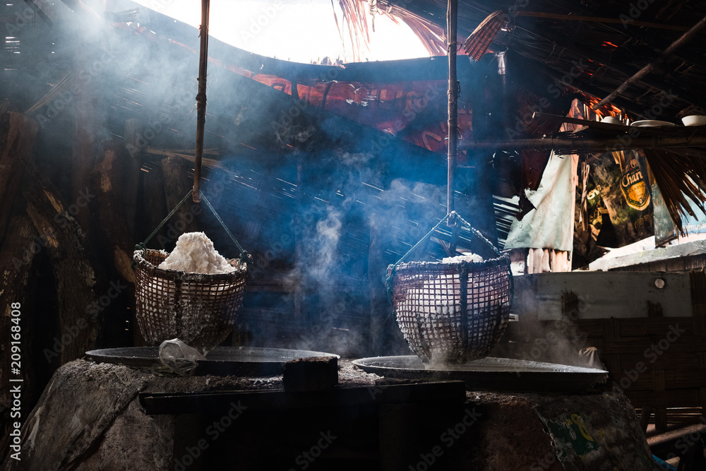 Traditional Salt making Pit-Bo Kluea District. Production of ...