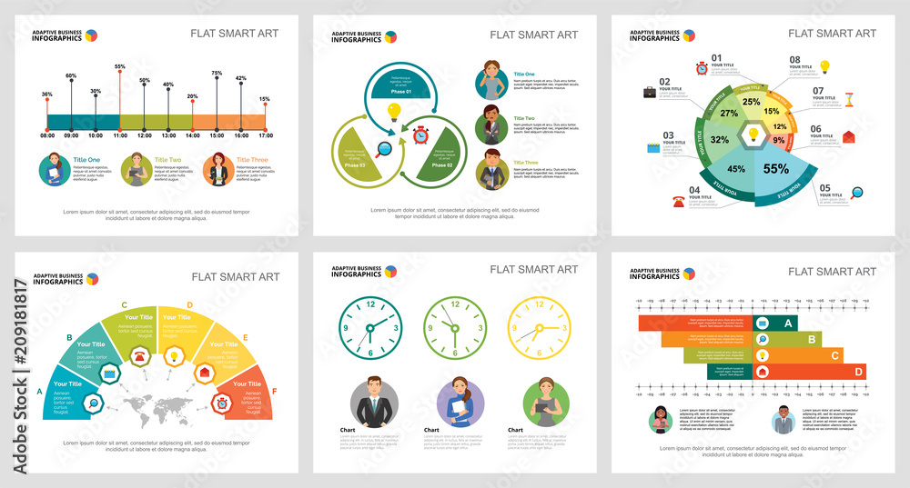 Colorful strategy or logistics concept infographic charts set. Business ...