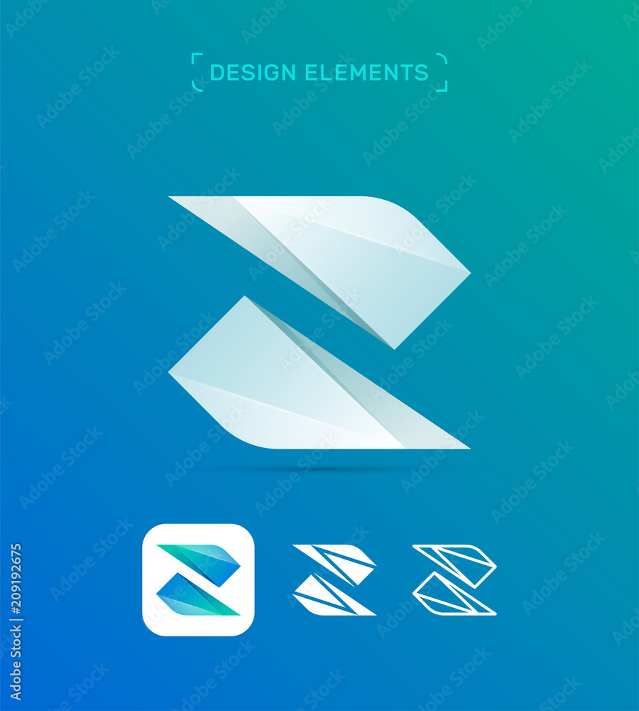 Vector crystal abstract letter Z logo template. Material design ...