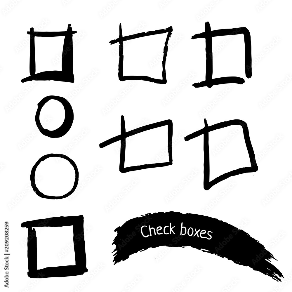 Hand drawn check boxes for designing check lists, business or financial ...