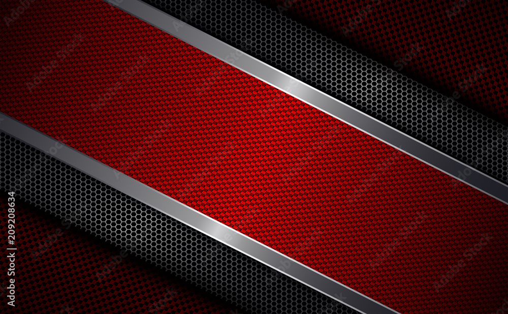 Geometric red design with metal grille and red textured frame with a ...