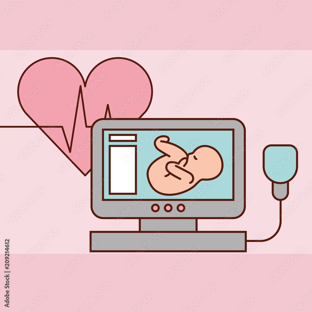 pregnancy fertilization fetal monitoring heart beating vector ...