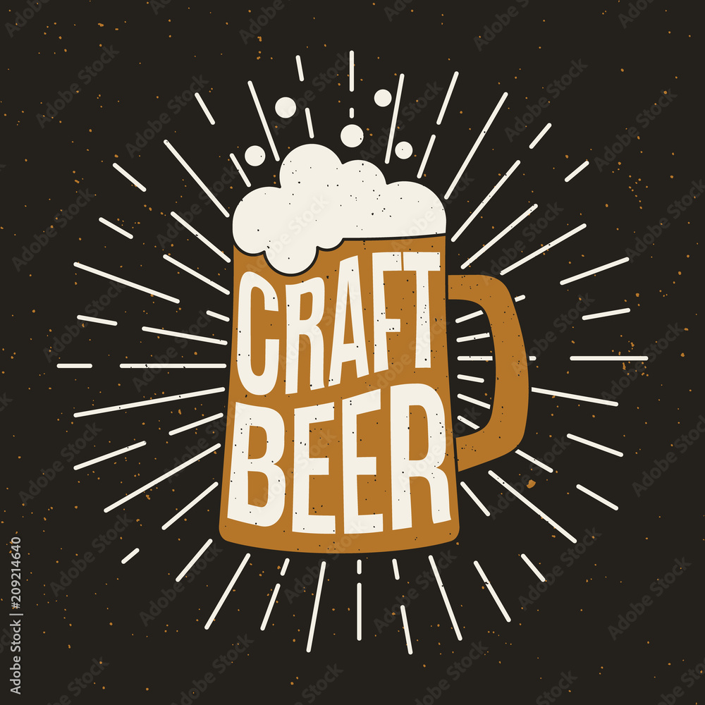 Beer mug with text. Craft beer. Vector poster design. Stock Vector ...