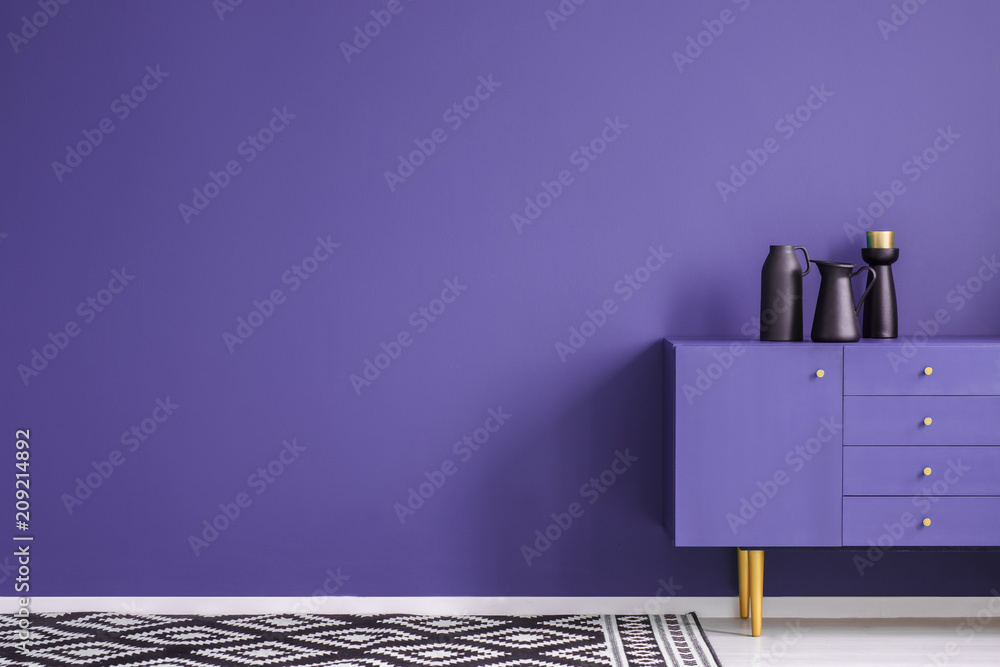 Minimal violet living room interior Stock Photo | Adobe Stock