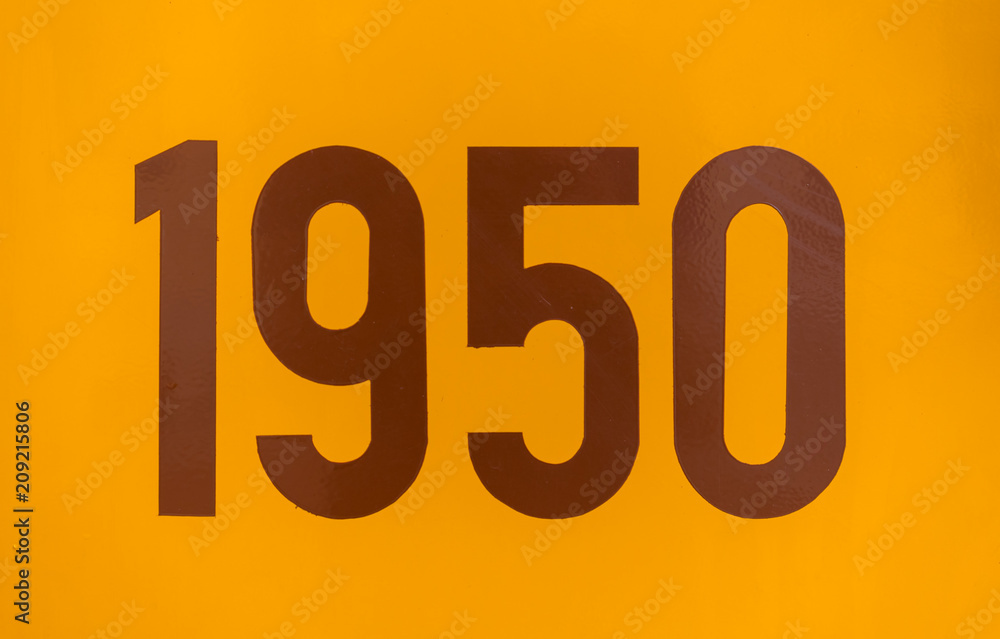 Number 1950 painted in brown on an old orange tram Stock Photo | Adobe ...