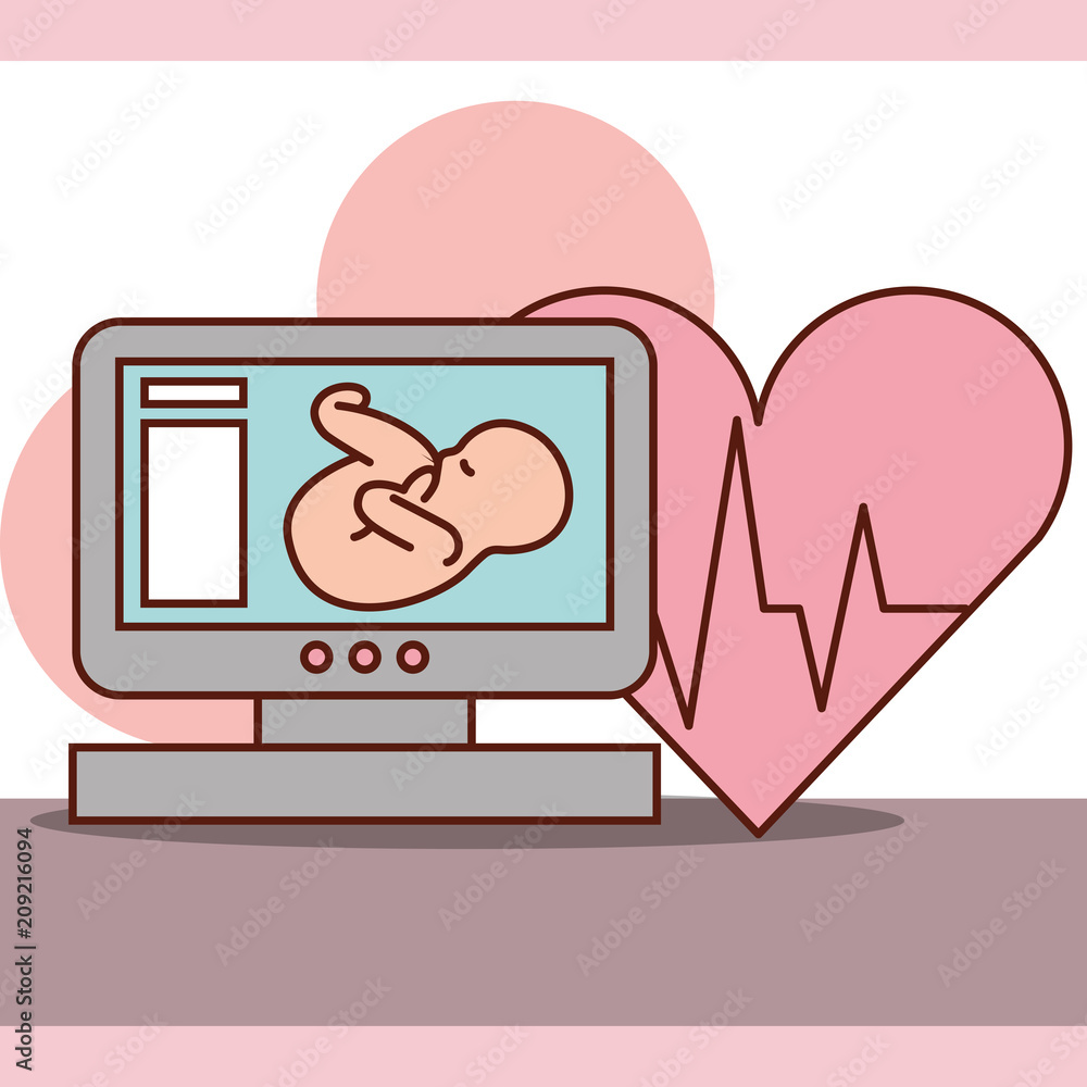 pregnancy fertilization fetal monitoring heart life line vector ...
