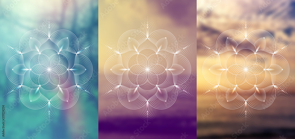 Set of three template for card or poster, vertical format; Spiritual ...