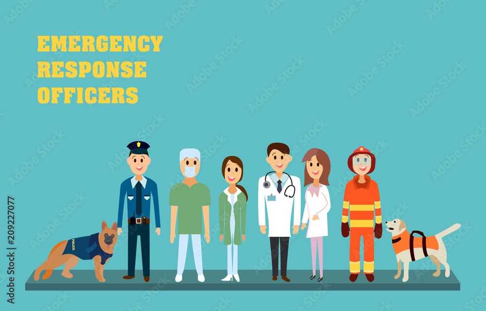 Emergency response officers - paramedic, nurse, doctor, firefighter and ...