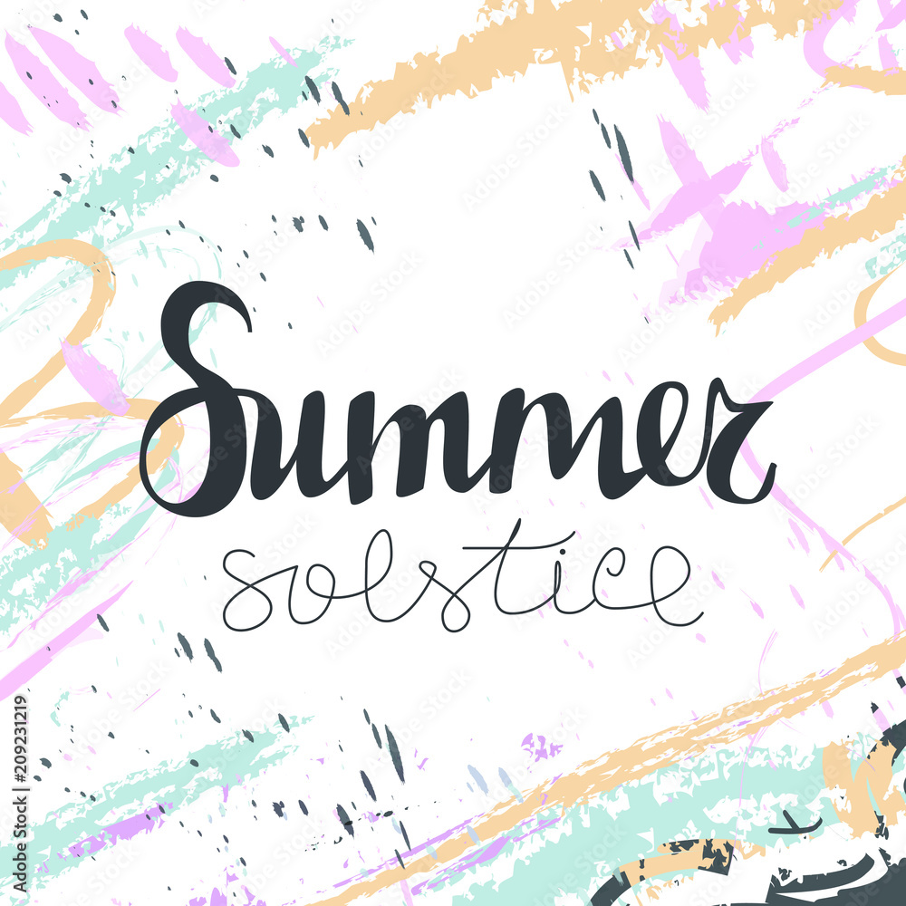 Summer solstice day. Hand written doodle vector words on white ...