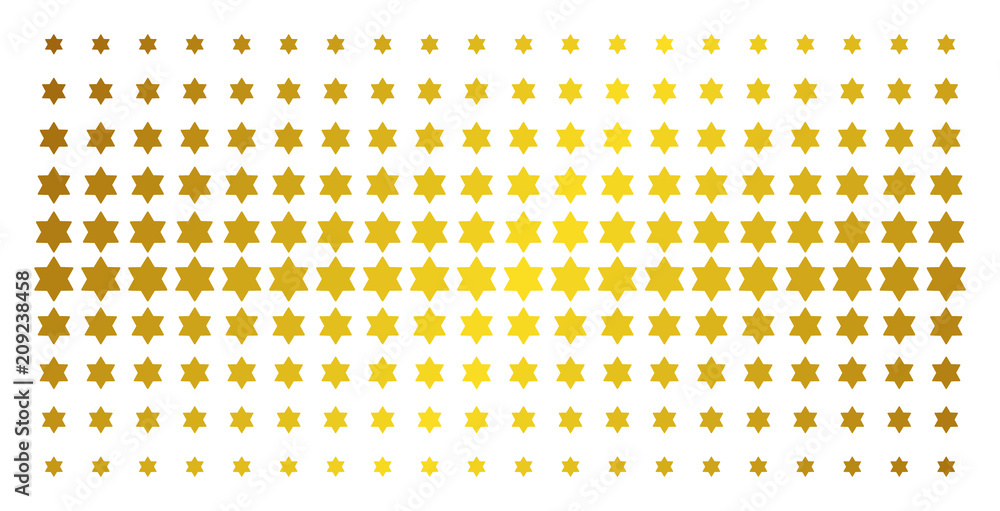 Six pointed star icon gold colored halftone pattern. Vector six pointed ...