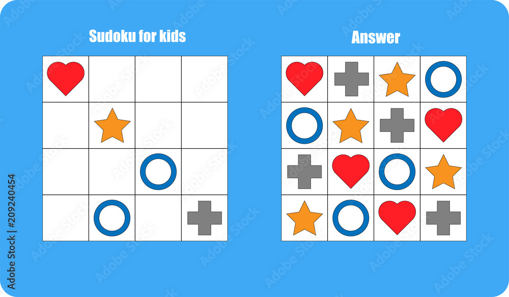 Sudoku game with pictures (colorful geometric shapes) for children ...