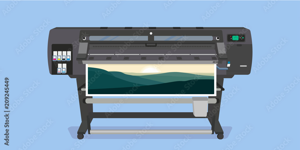 Large format full color latex printer plotter. Vector illustration ...