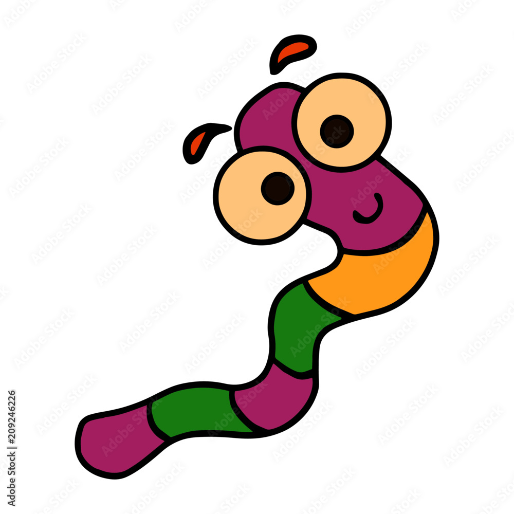 Worm cartoon illustration isolated on white background for children ...
