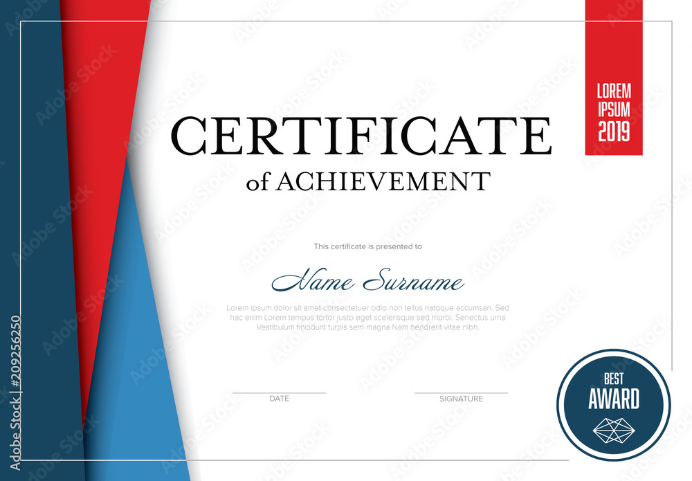 Blue and Red Certificate Layout Stock Template | Adobe Stock