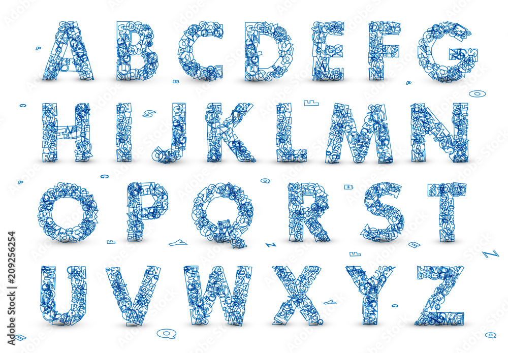Blue Letters Alphabet Layout Stock Template | Adobe Stock