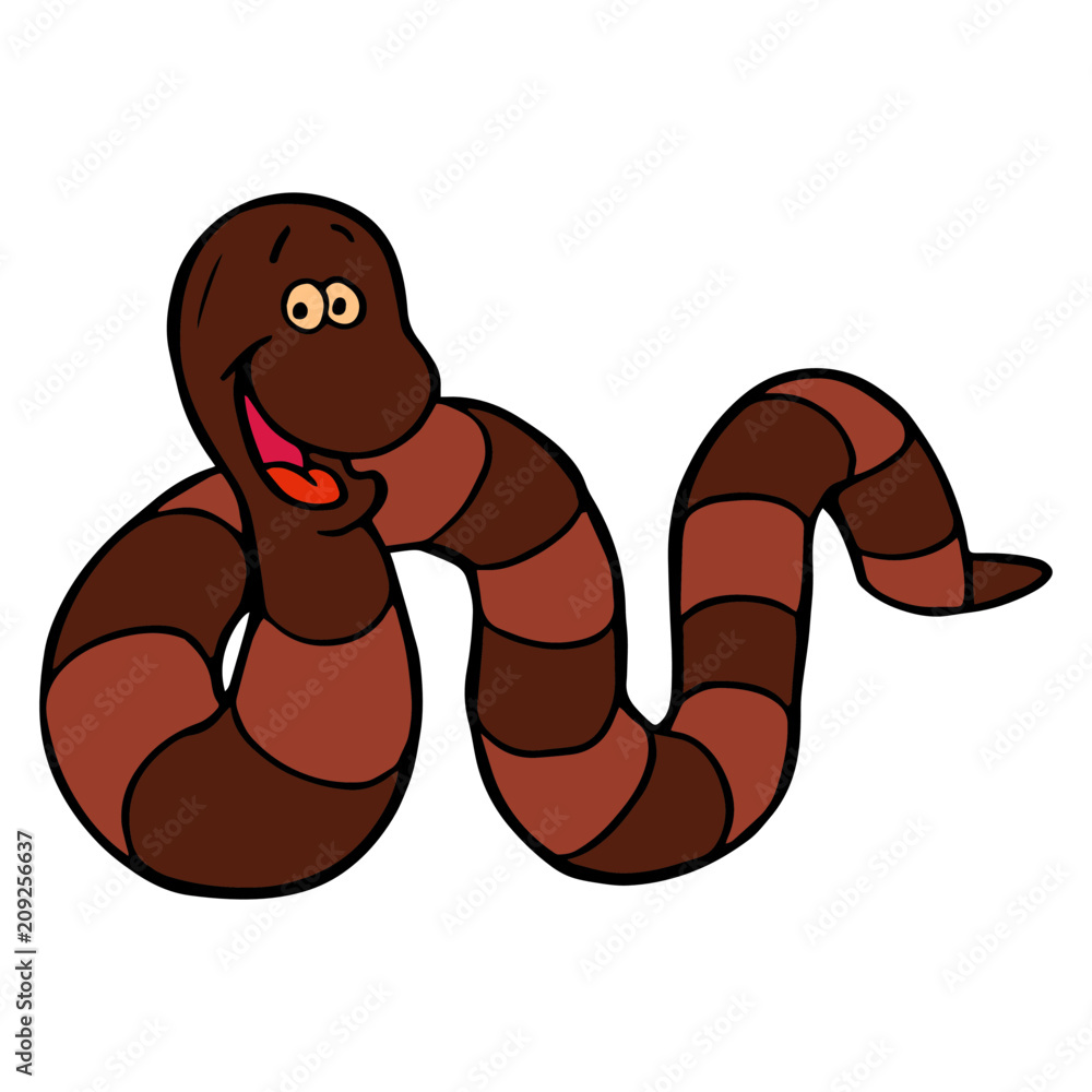 Worm cartoon illustration isolated on white background for children ...