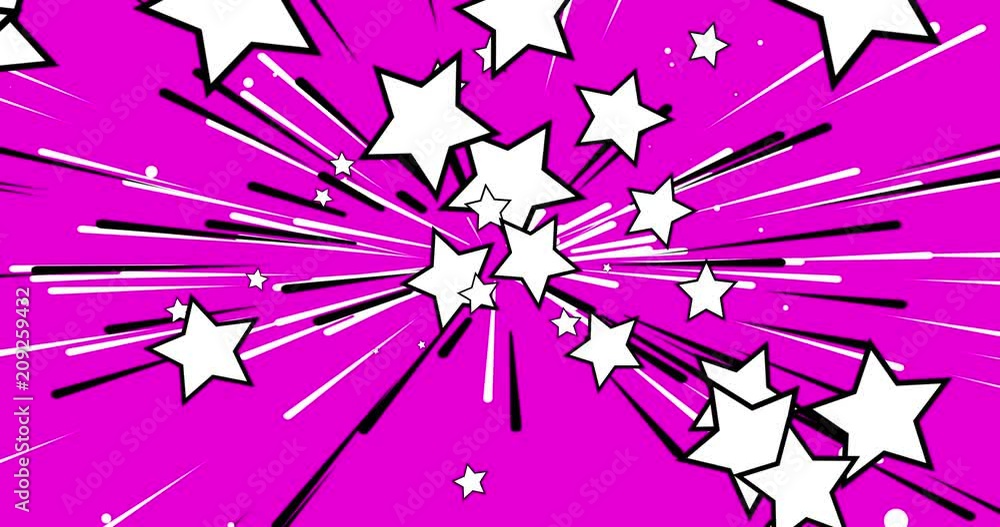 comic starburst, animated cartoon, many big white comic stars with ...
