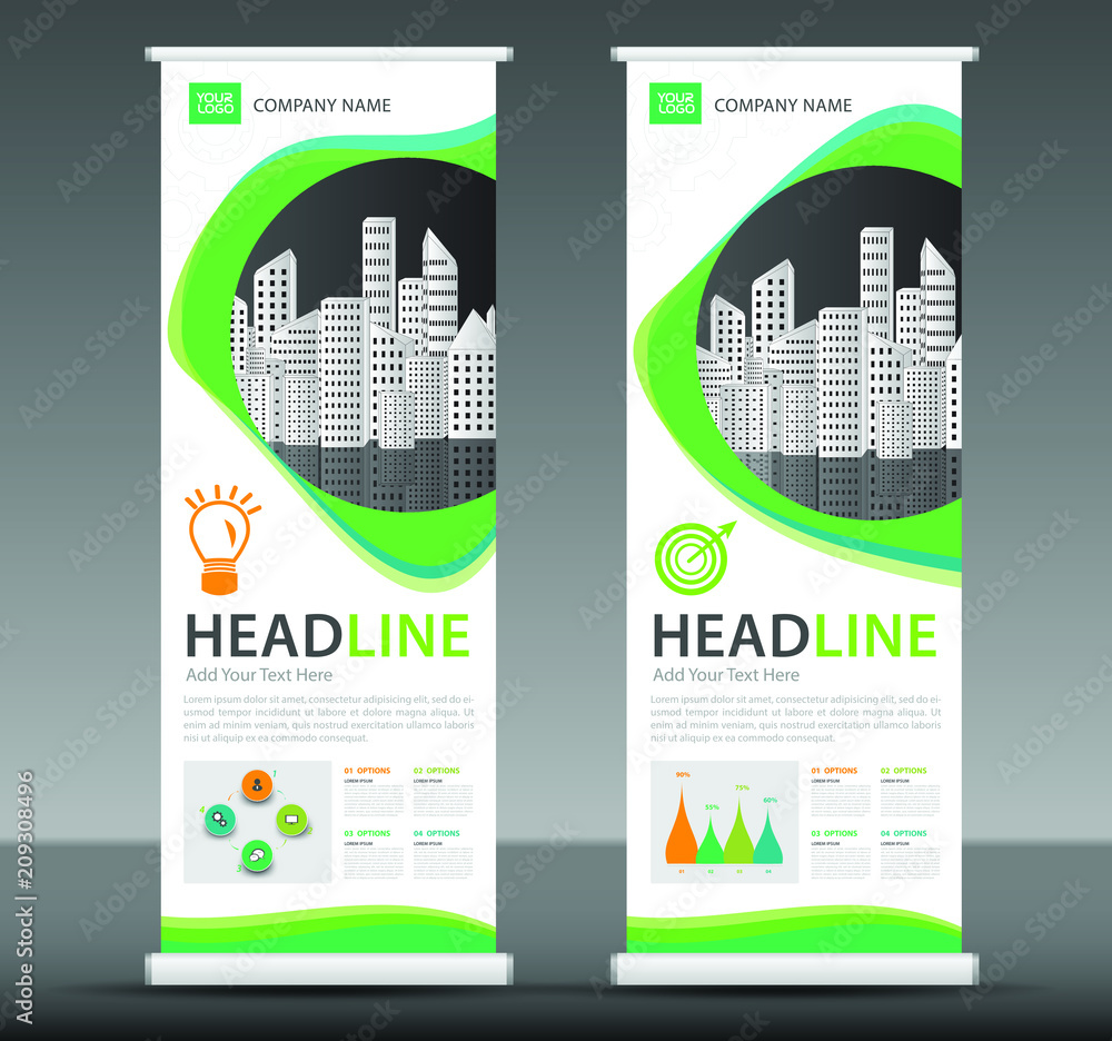 Roll up banner template vector, stand, pull up, display, flag-banner ...