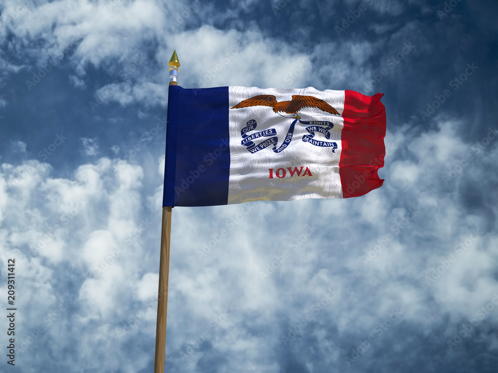 Iowa flag USA flag Silk waving flag made transparent fabric of Iowa US ...