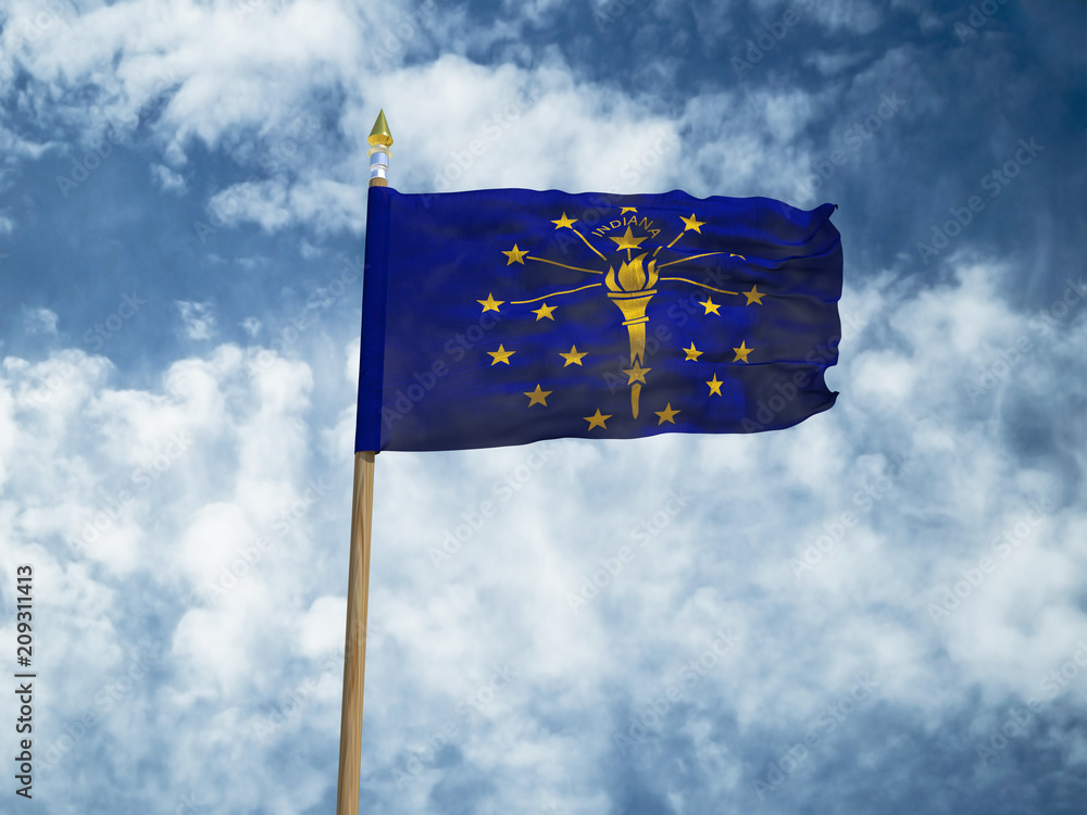 Indiana flag USA flag Silk waving flag made transparent fabric of ...