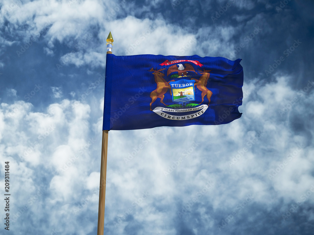 Michigan flag USA flag Silk waving flag made transparent fabric of ...
