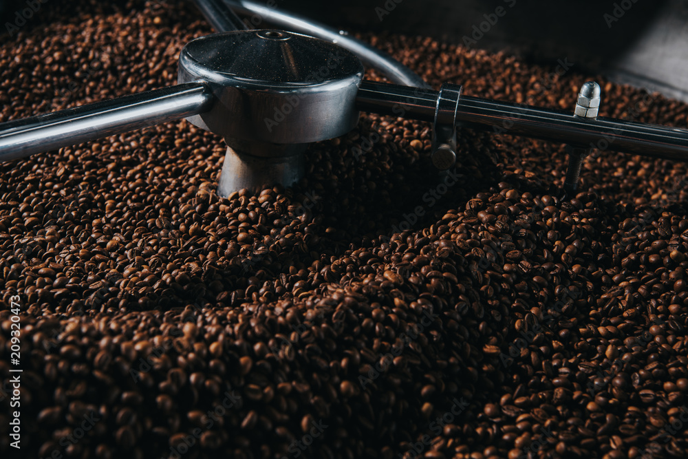 Photo & Art Print Professional coffee roaster with fresh roasted coffee ...