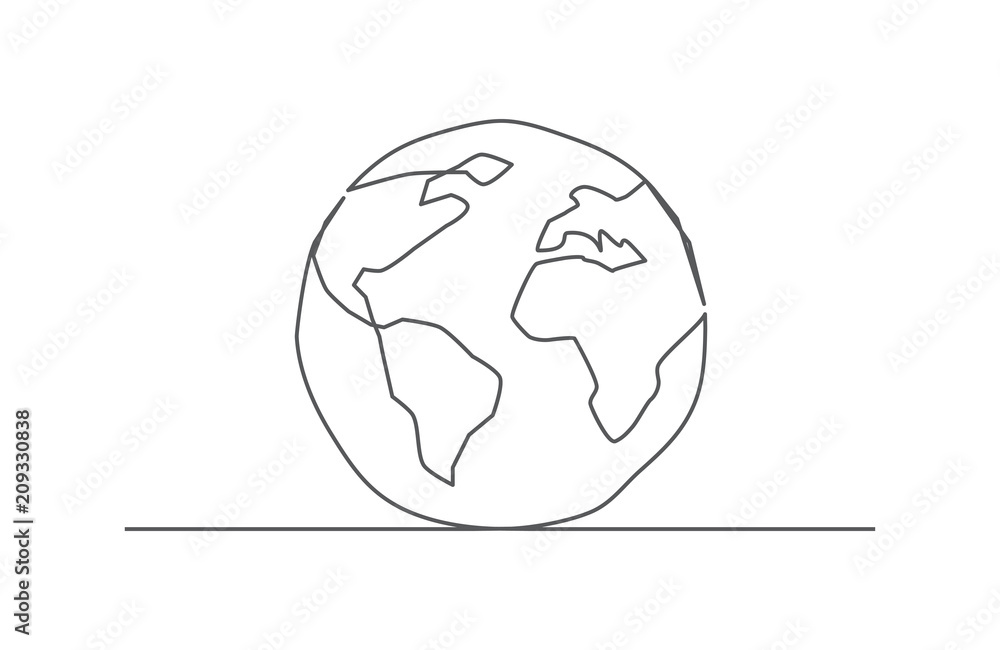 Globe One line drawing Stock Photo | Adobe Stock